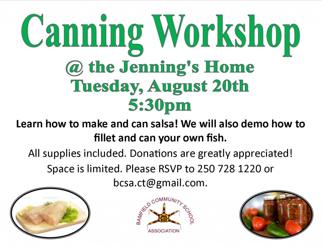 Canning workshop poster – Bamfield Community School Association