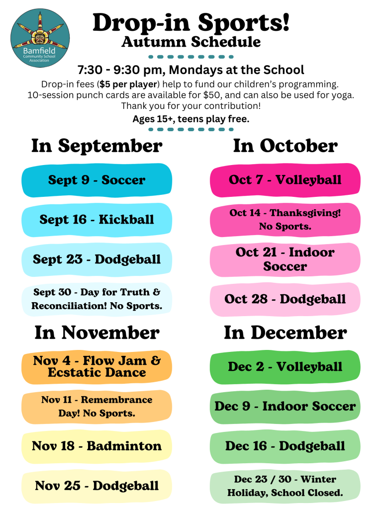 Monday Night Drop-In Sports – Bamfield Community School Association